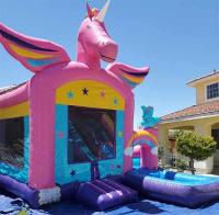 China OEM/ODM Unicorn Bounce House With Small Slide & Pool PVC And Customizable for sale