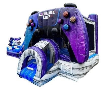 China Customization And Durable Level Up Gamer Bounce House With Slide For Amusement Park for sale