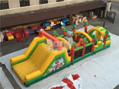 China Challenging Inflatable Obstacle Course Bounce House Red , Blue , Black for sale