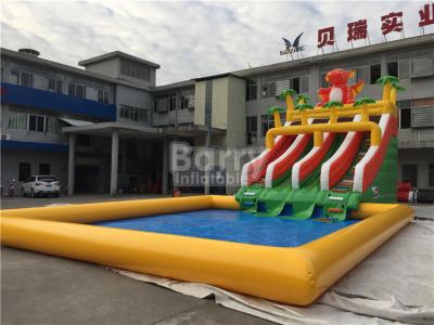 China Custom Dinosaur Slide Inflatable Water Park With Pool For Summer for sale