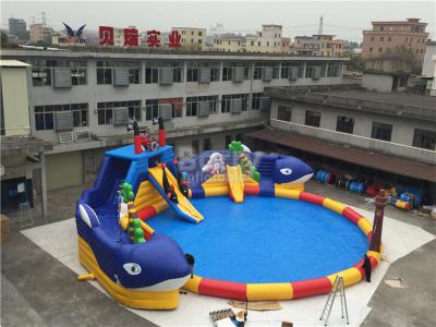 China Summer Sharp Inflatable Water Park , Crocodile Island Inflatable Water Slide for sale