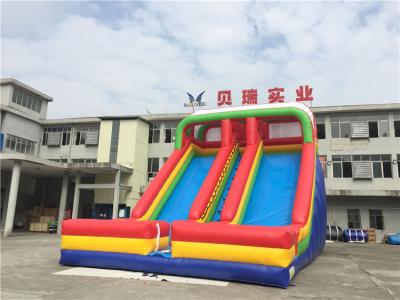 China Commercial Rainbow Double Lanes Inflatable Dry Slide For Kids With Logo Printing for sale