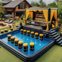 China Pool Bar Inflatable Floating Pool Bar For Backyard Inflatable Bar Pool With Seats for sale