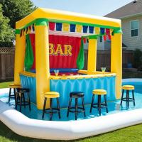 China Floating Inflatable Pool Bar With Seats For Adult Water Pool Pub Inflatable Pool Bar With Island for sale