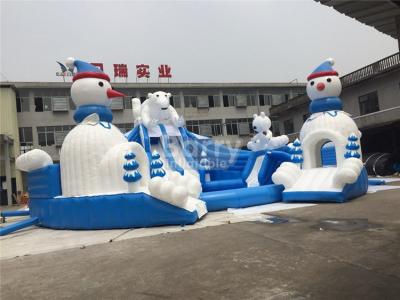 China Outdoor Amazing Bear Inflatable Water Park With Slide Blue And White for sale