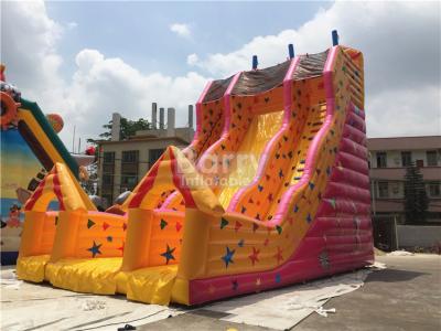 China Custom Made Kids Inflatable Slide Single Lane Yellow 12x7x10m for sale