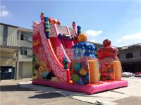 China Pink Candy 0.55mm PVC tarpaulin Outdoor Giant Inflatable Slide / Blow Up Amusement Park for sale