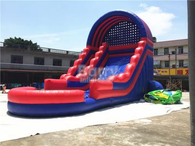 China Summer Kids / Adult Inflatable Water Slides With Blower Blue And Red for sale