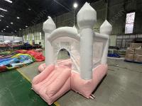 China 3.3x3m White And Pink Beautiful Inflatable Wedding Bouncer Slide Combo Jumping Castle Slide for sale