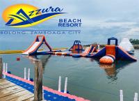 China Inflatable Floating Water Park Customized Design And Waterproof Features Air Blower Accessories Included for sale
