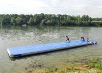 China Long Blue Smooth Rubber Air Tight Yoga Mat , Floating Inflatable Air Track For Water for sale