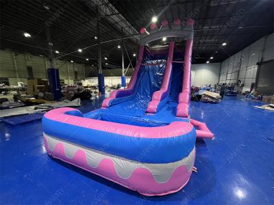 China 8.4x3.6x6m Custom Jumper Bouncy Kids Pink Princess Inflatable Water Slides For Party for sale