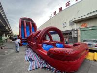 China Factory Customized Commercial Red Giant Water Slide Exciting Inflatable Slip N Fly Zip Line Sport Game for sale