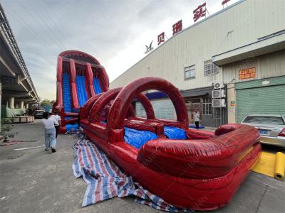 China Factory Customized Commercial Red Giant Water Slide Exciting Inflatable Slip N Fly Zip Line Sport Game for sale