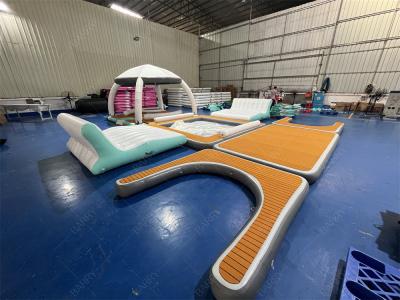 China Luxury Water Sport Game Inflatable Bana Inflatable Dock Platform Beach Party Bana Inflatable Floating Cabana for sale