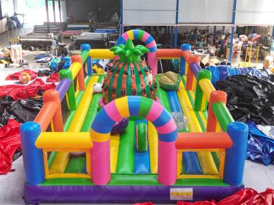 China Custom Commercial Obstacle Course Fruit Inflatable Theme Park With Pineapple Climbing Wall For Party Rental for sale