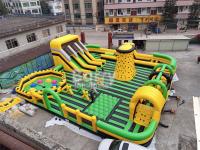 China Giant Outdoor Water Dry Inflatable Theme Park National Indoor Big Bounce House With Wipe Out Game Slide Climbing Wall for sale