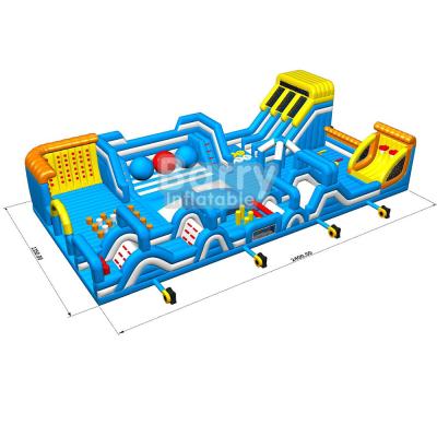 China Adult Kids Theme Park Inflatable Playground Indoor Big Bounce House With Slide Obstacle Course for sale