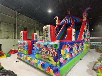 China Clown Inflatable Slide 8x4.7x6.5m for Kids Parties Custom PVC for sale
