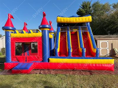 China 0.55mm PVC Tarpaulin Inflatable Bounce House With Slide Custom Logo for sale
