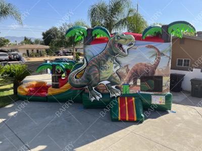 China Backyard Bouncy Castle Dinosaur Bounce House Water Slide Pool Inflatable Bouncers for Party for sale