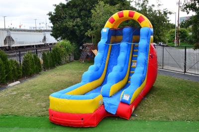 China Commercial 15ft Dual Lane Waterslide with Large Pool Inflatable Water Slide for Kids for sale