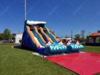 China Outdoor Water Slide Big Kahuna Dolphin Theme Inflatable Water Slide With Pool for Kid Adult for sale