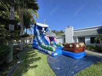 China Shark Theme Thickness PVC Inflatable Water Park Swimming Pool with Slide Water Pool for Children for sale