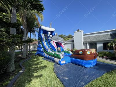 China Shark Theme Thickness PVC Inflatable Water Park Swimming Pool with Slide Water Pool for Children for sale