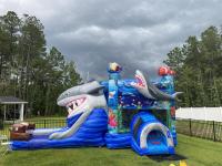 China Commercial Shark Inflatable Bounce House Water Slide Combo for Kids Party Rental for sale