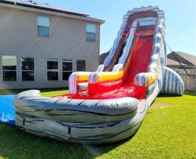 China Crazy Volcano Theme Inflatable Slide with Pool, Inflatable Water Slide for Adult for sale