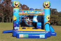China Yellow 0.55 PVC Tarpaulin Spongebob Jumping Castle , Inflatable Bounce House Moonwalk For Kids for sale