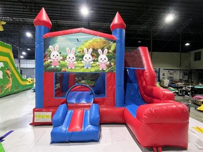 China Red Commercial PVC Jumping Bouncer Bouncy Castle Bounce House With Slide for sale