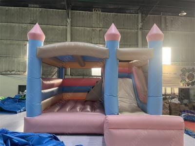 China Pink and Blue Princess Pastel Castle Inflatable Bounce House with Slide for sale