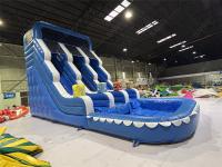 China Commercial Blue Wave Kids Backyard PVC Inflatable Slide With Pool For Home Use for sale