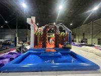 China Construction Adventure Inflatable Combo | Bounce House + Slide + Splash Pool, All-In-One Kids Play System for sale