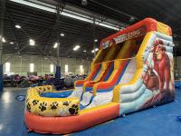 China Commercial Grade Lion King Inflatable Water Slide With Pool, 3-Lane Dry/Wet Slide For Rental Business & Family Events for sale