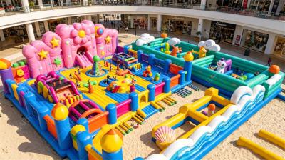 China Giant Pastel Themed Inflatable Fun City | All-in-One Bounce Park with Flower Slide, Animal Play Zones & Interactive Obstacles | Commercial PVC for Indoor Malls & Outdoor Festivals for sale