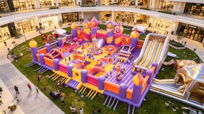 China Magical Purple Castle Inflatable Fun City | All-in-One Bounce & Obstacle Course with Giant Slide | Commercial PVC for High-Traffic Venues & Party Rentals for sale