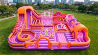 China Neon Party Inflatable Fun City | All-in-One LED Light Bounce & Obstacle Course with Slide | Commercial PVC for Night Markets, Mall Events & Themed Parties for sale
