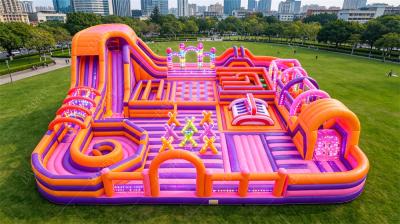 China Neon Party Inflatable Fun City | All-in-One LED Light Bounce & Obstacle Course with Slide | Commercial PVC for Night Markets, Mall Events & Themed Parties for sale