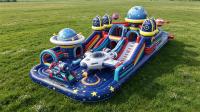 China Galaxy-Themed Purple Inflatable Fun City | Space Station Obstacle Course With Slides & Tunnels | Customizable Commercial PVC For Festivals & Mall Events for sale