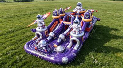 China Purple Galaxy Astronaut Inflatable Playground | Educational Themed Bounce Castle With Slides & Planetary Obstacles | Commercial PVC For School & Museum Events for sale