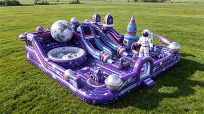 China Purple Galaxy Moon Base Inflatable Playground | Commercial Grade Space Bounce Castle with Slides, Moon Pit & Astronaut Features | For Rental Businesses & Festivals for sale