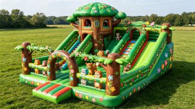 China Jungle Treehouse Inflatable Bounce House with Slides | Commercial Kids Party Combo for sale
