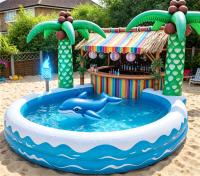 China Tropical Tiki Inflatable Floating Pool Bar – Ultimate Backyard Luau Party Station for sale