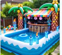 China Tropical Tiki Inflatable Floating Pool Bar – Ultimate Backyard Luau Party Station for sale