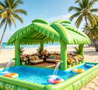 China Tropical Tiki Inflatable Floating Pool Bar – Ultimate Backyard Luau Party Station for sale