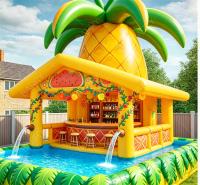 China Giant Pineapple Inflatable Floating Pool Bar With Water Sprayers – Tropical Summer Party Station for sale