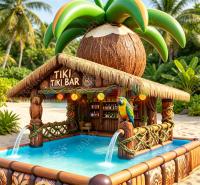 China Giant Pineapple Inflatable Floating Pool Bar With Water Sprayers – Tropical Summer Party Station for sale